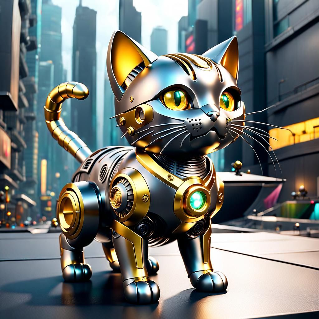 Cyborg cat - AI Generated Artwork - NightCafe Creator
