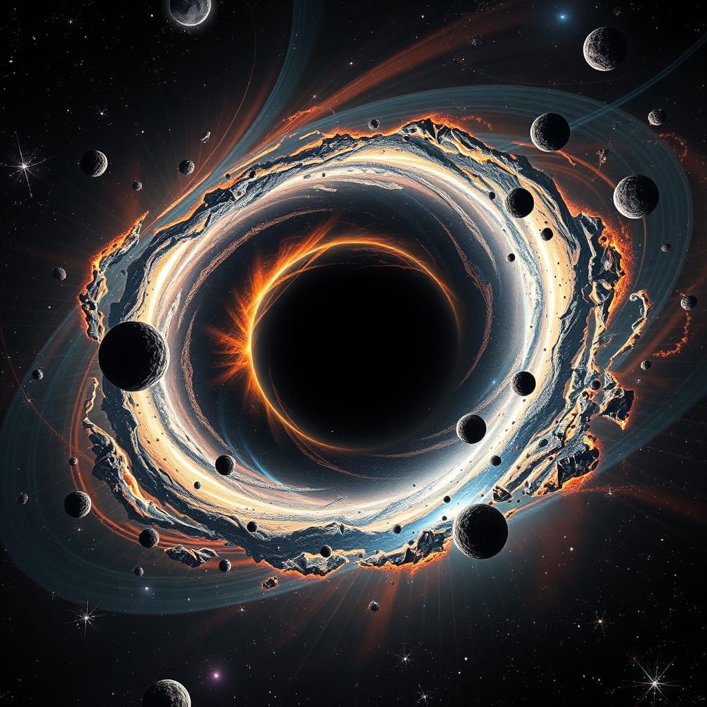 Cosmic Annihilation: Black Hole Devours Solar Syst... - AI Art