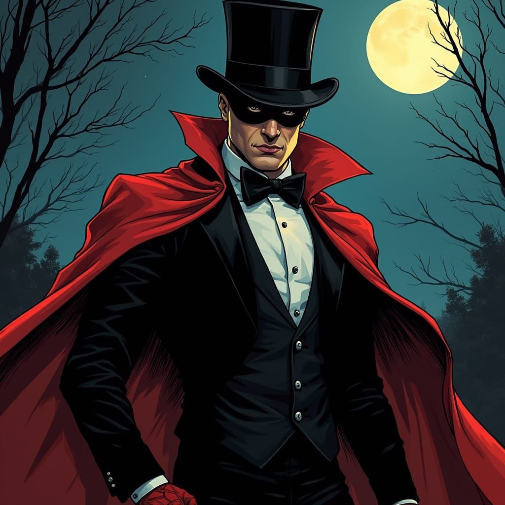 The Devil’s Dagger - A Mysterious Figure in a Red Devil Cape...