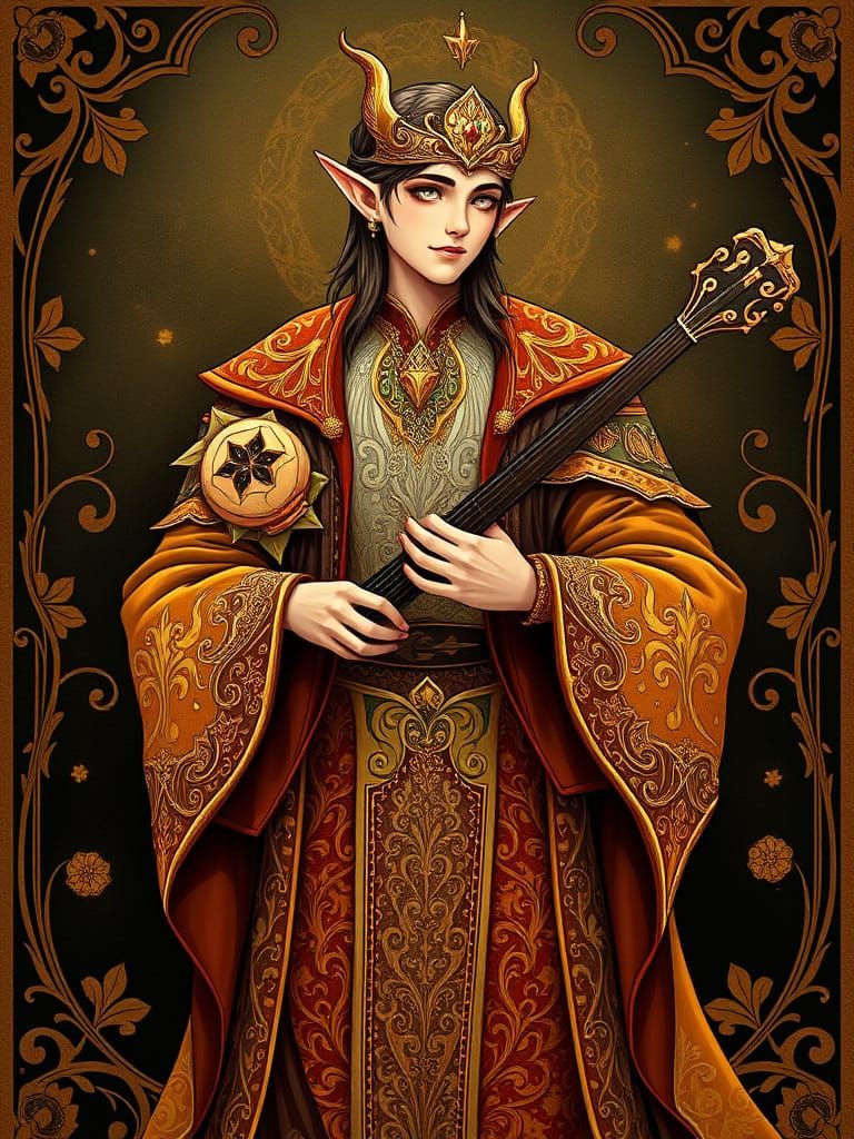 Half - Elf Bard Charismatic Moebius contrasting colors deep color art ...