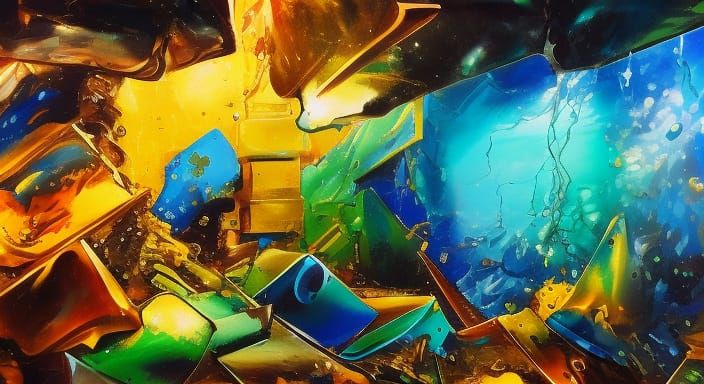 pirates treasure of gold silver jewels of rich green and blues glowing ...