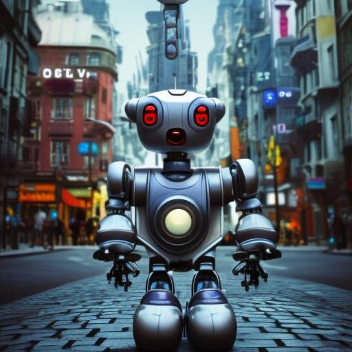 large cute robot clockwork mouse in a city scene - AI Generated Artwork ...