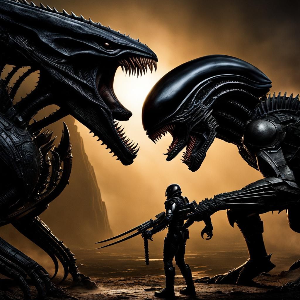 In this thrilling photo, the formidable Xenomorph and the battle ...