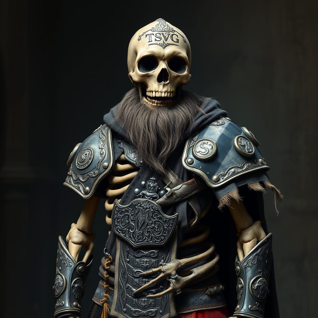 Ancient Dwarf Champion's Honor-Bound Skeleton in W... - AI Art