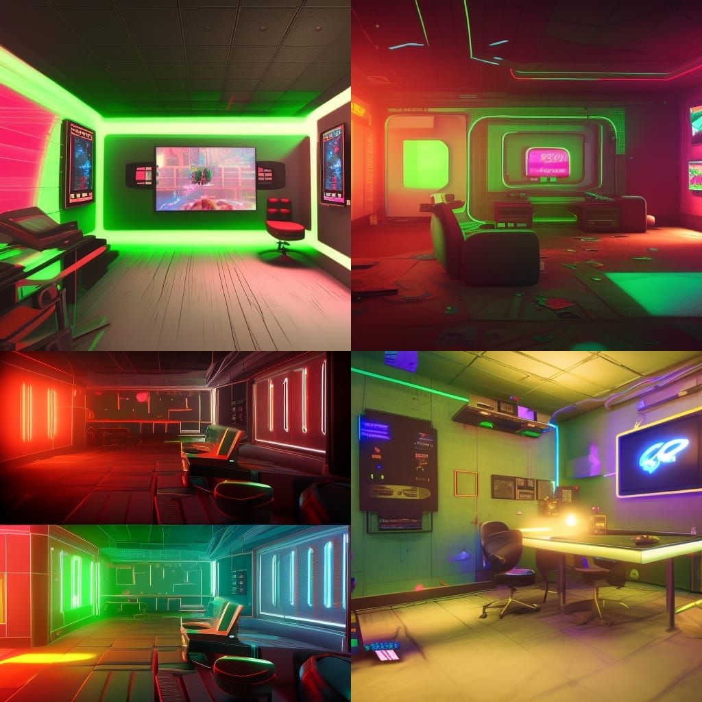 Neon Gaming room - AI Generated Artwork - NightCafe Creator