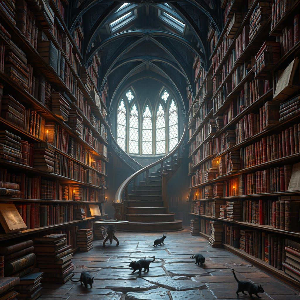 old wooden library - Ethereal Dark Fantasy Library in Regal ...