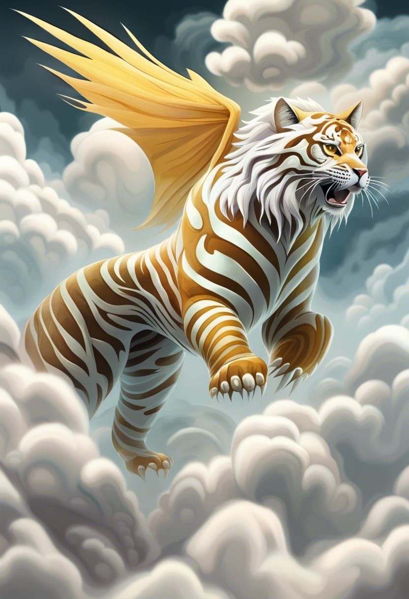 Flying cloud tiger in clouds - AI Generated Artwork - NightCafe Creator