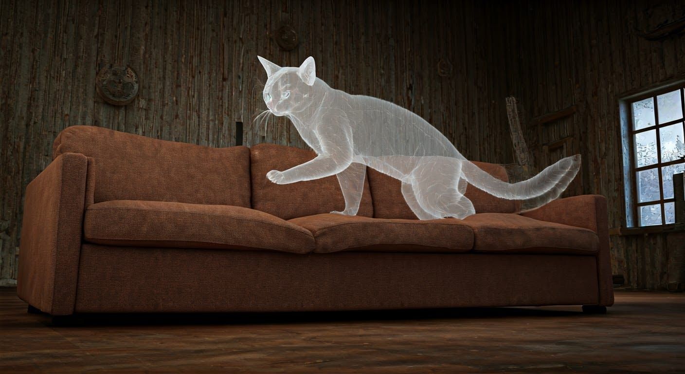 Invisible Cat - Mysterious Ghost Cat Lifts Furniture in a Co...
