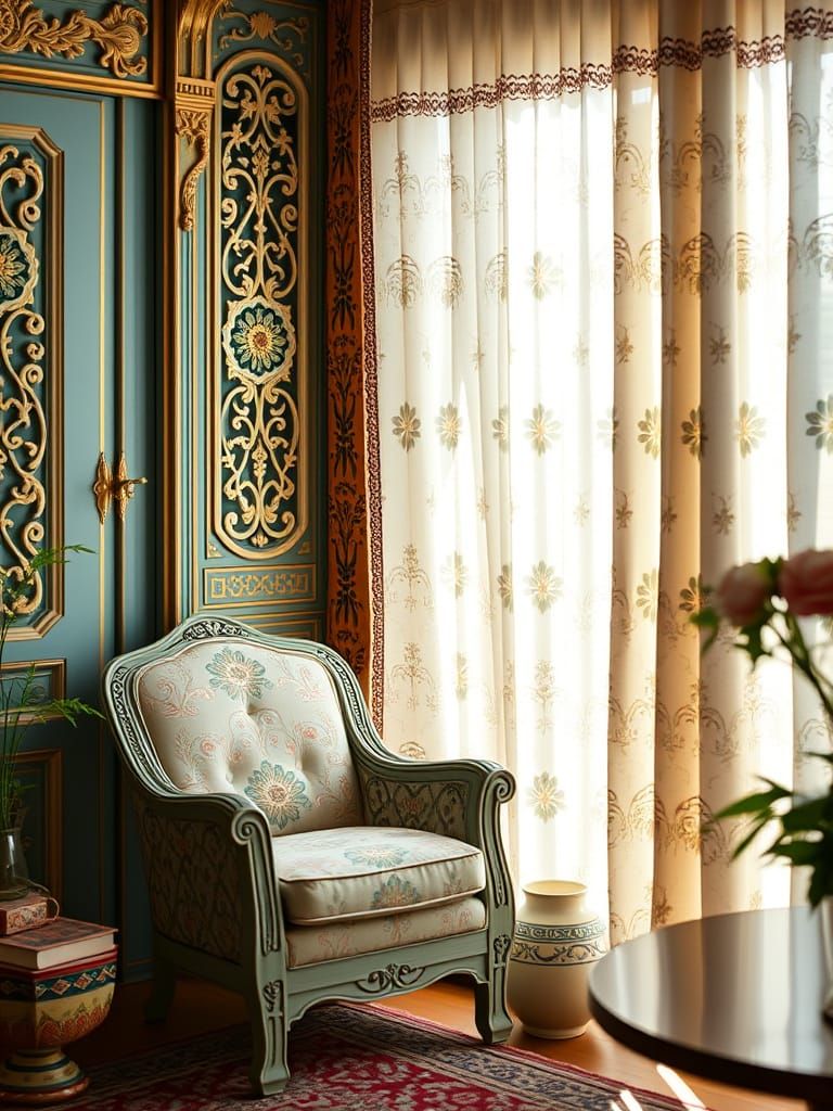 Traditional Russian Dacha in Khokhloma Style with ... - AI Art