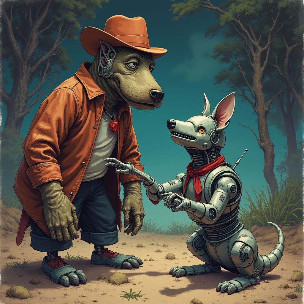 Robot Dog in 80s Sci-Fi Movie Scene - AI Art