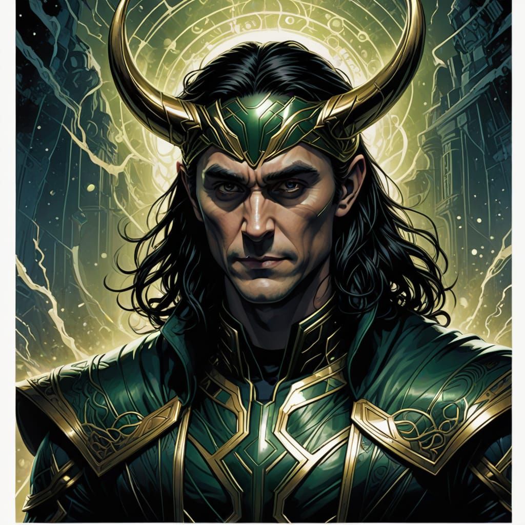 Marvel Comics-Style Loki Portrait in Perfect Comic... - AI Art