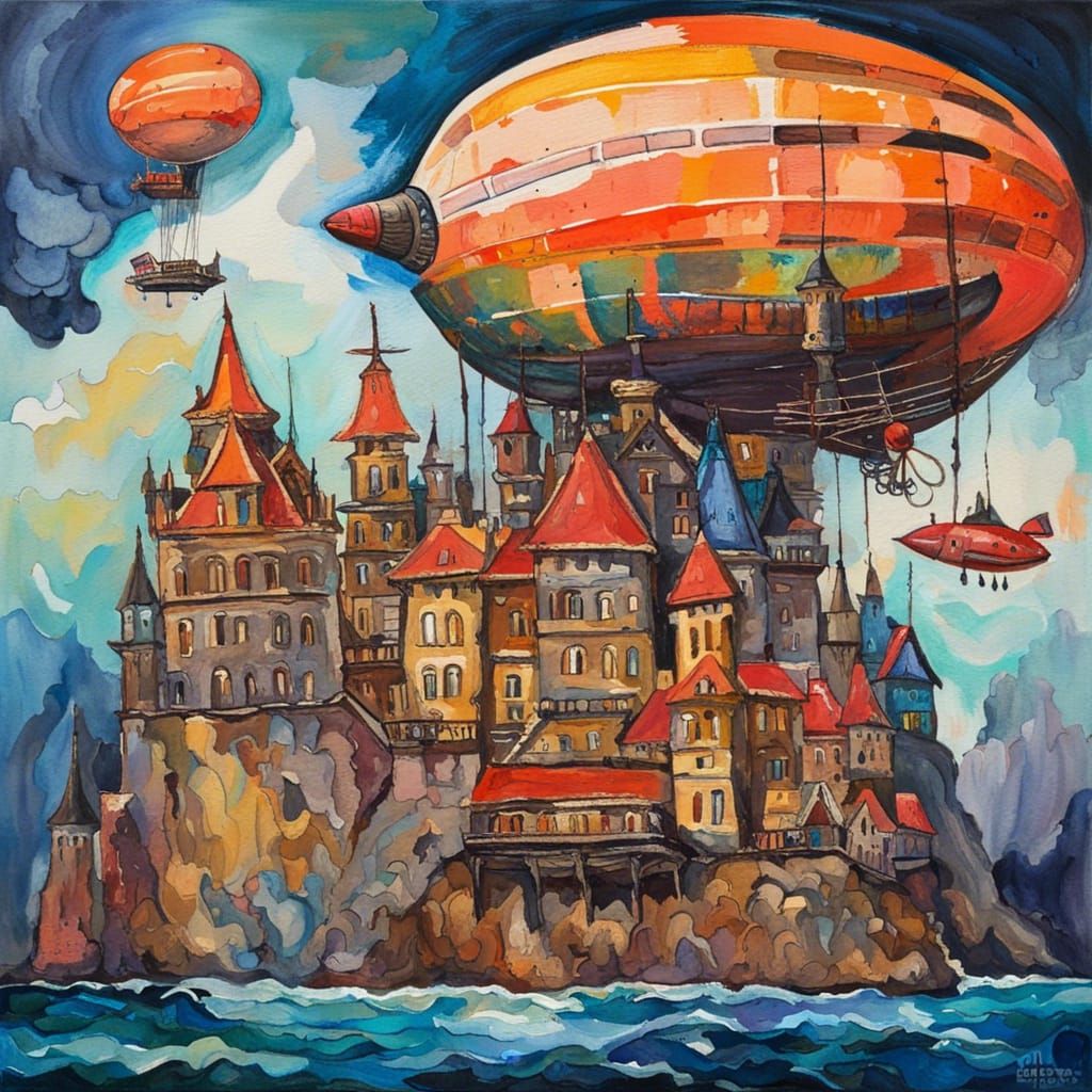 Deep castle and flying Airships .. - AI Generated Artwork - NightCafe ...