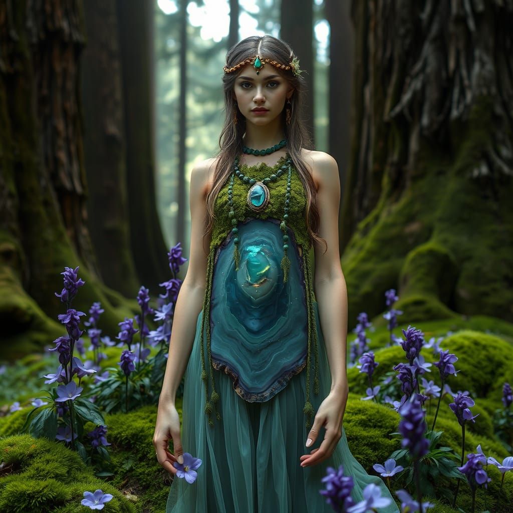 Green moss Goddess, one with the mossy forest, moss agate necklace ...