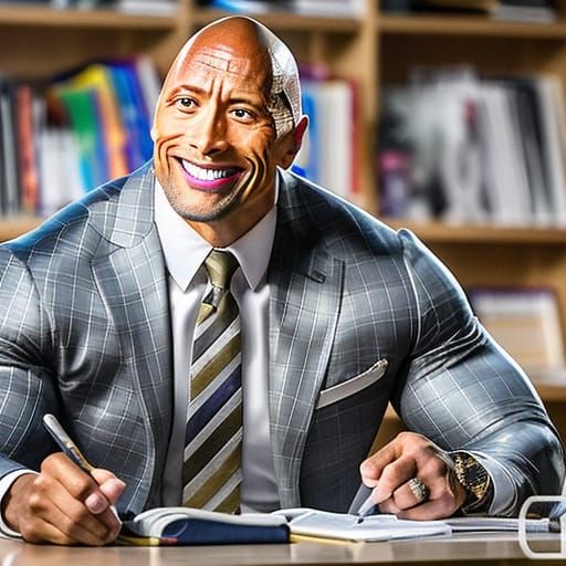 Closeup of Dwayne Johnson as a student sitting at a desk in a school ...