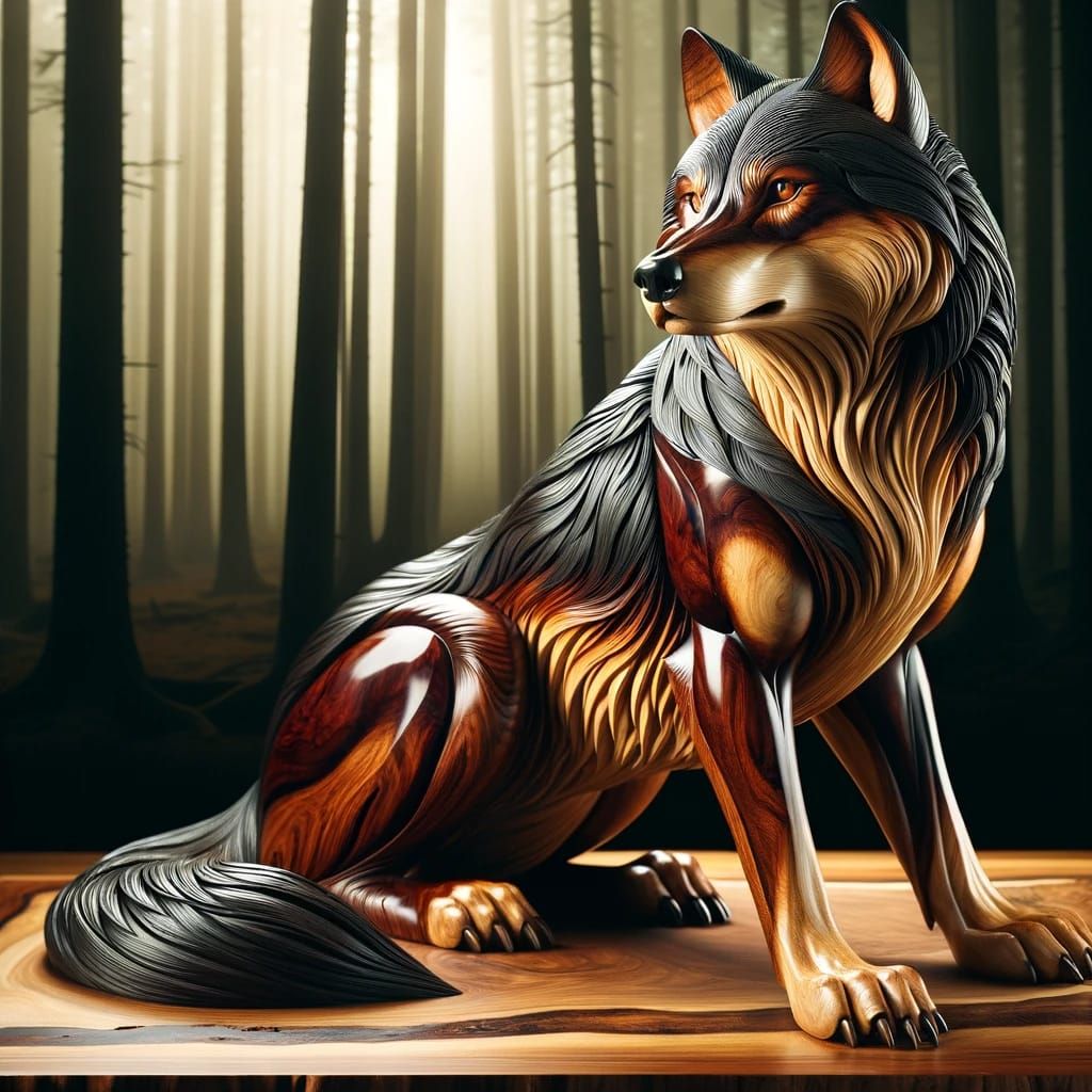 Wolf sculpture - AI Generated Artwork - NightCafe Creator