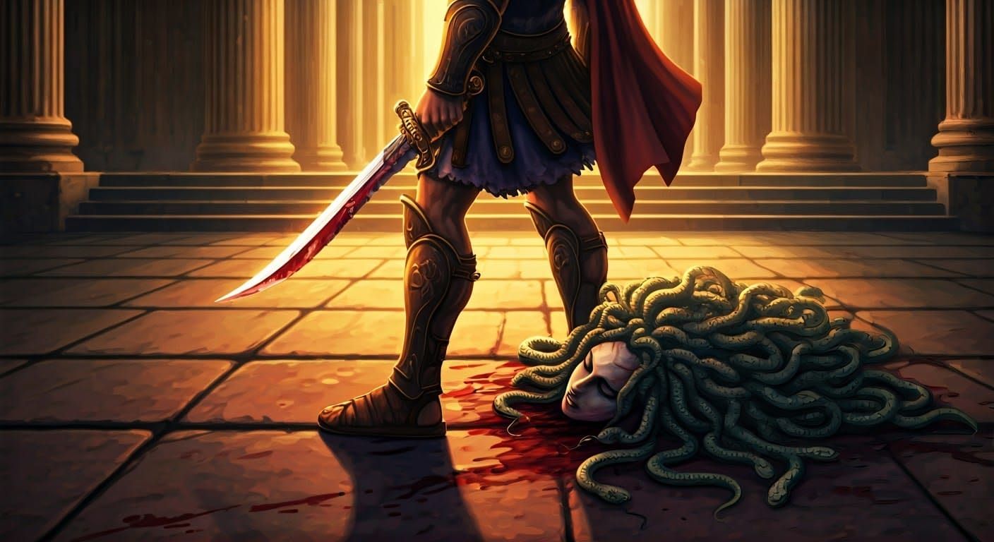 Perseus - Ancient Greek Warrior Perseus Wields Adamantine S...