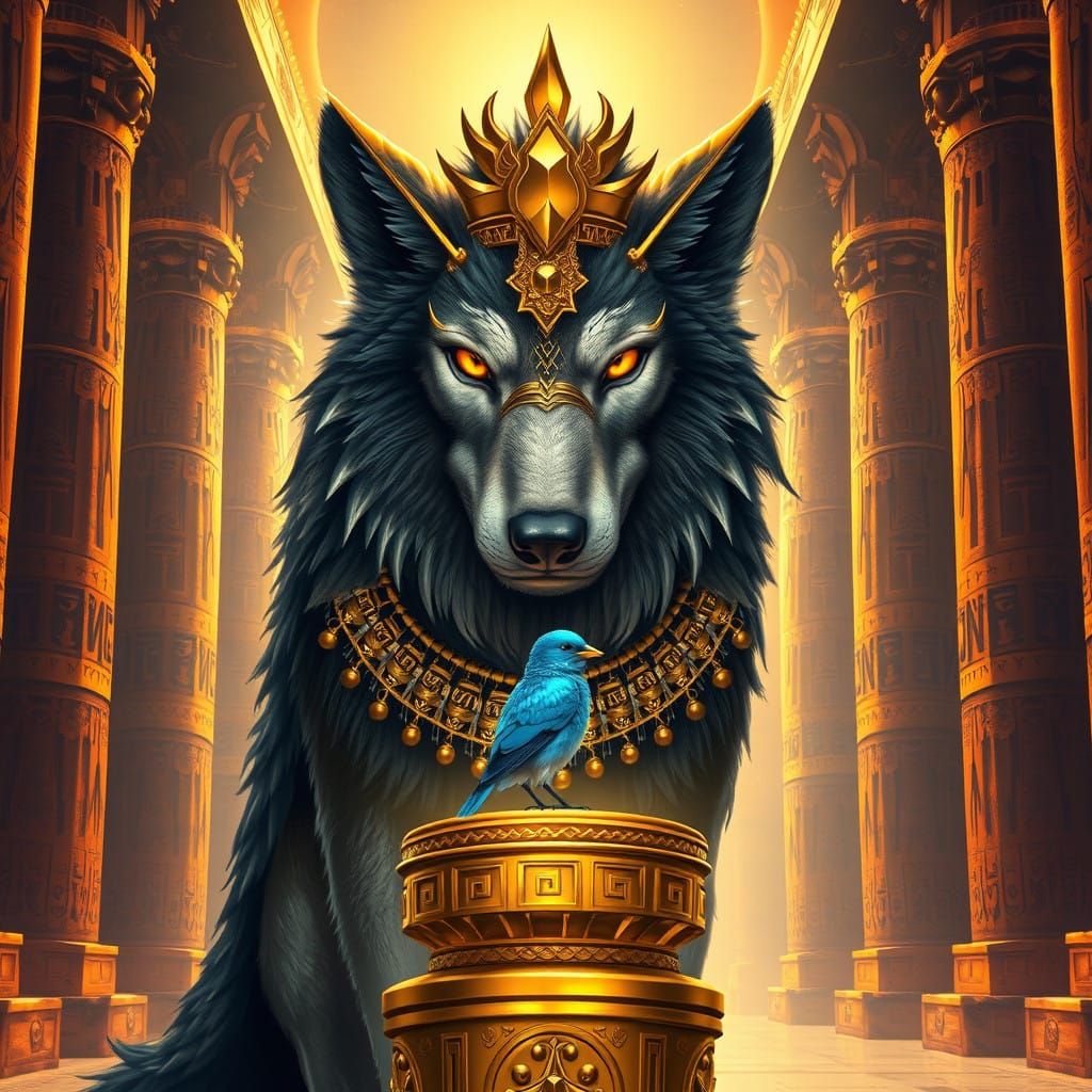 Sysie and wolfie in Egypt - Regal Wolf in Ancient Egyptian S...