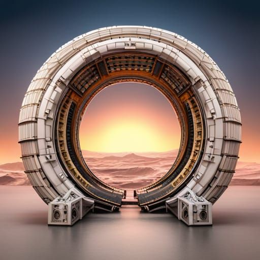 Giant annular stargate, superstructure,intricate details,science ...
