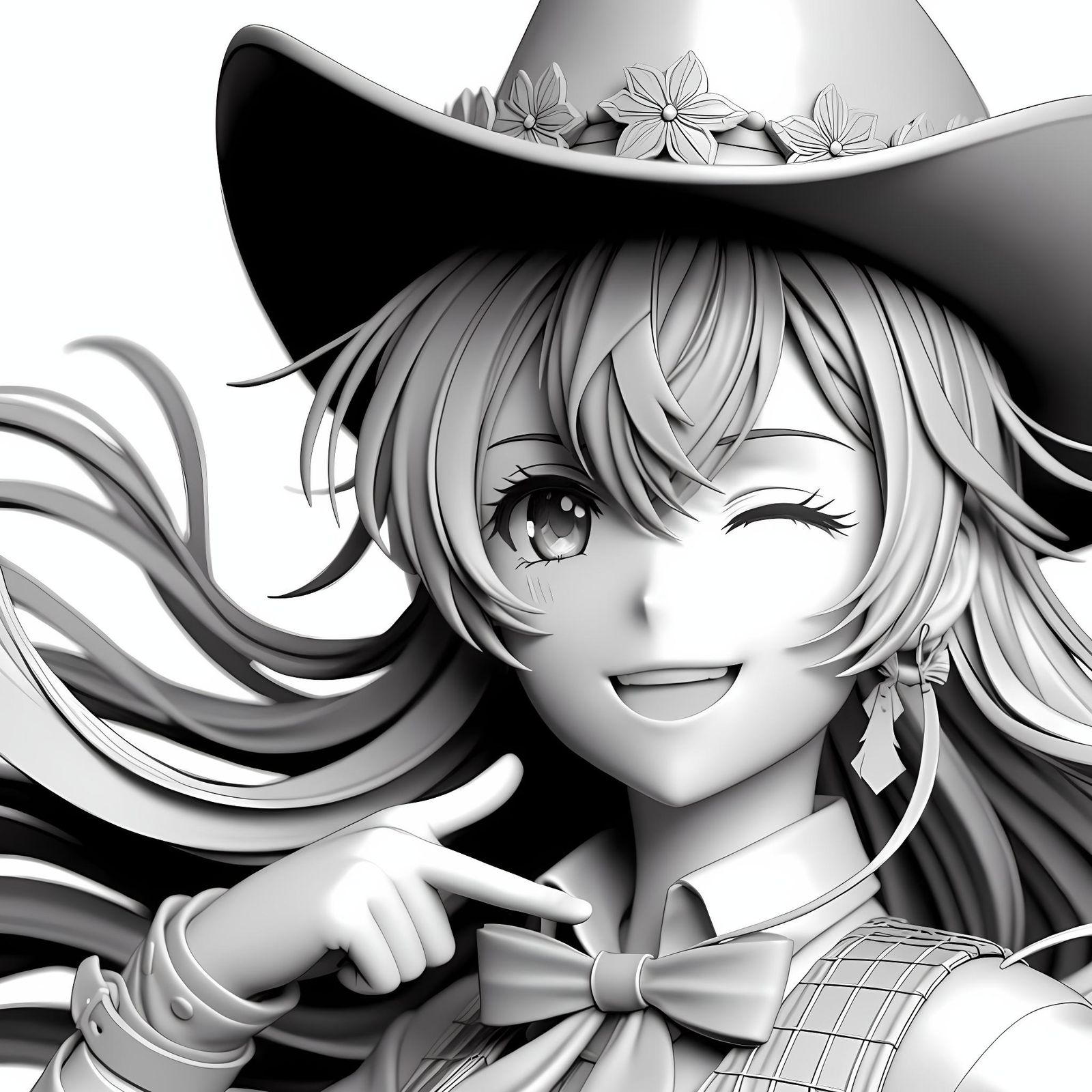Winking Cowgirl 4 - AI Generated Artwork - NightCafe Creator