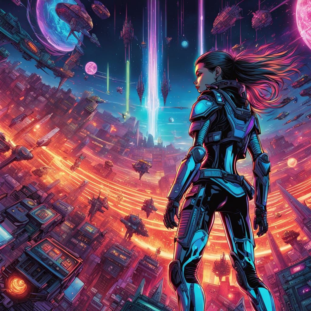 "A Hyperrealistic digital image of a screenshot of the Space Invaders ...