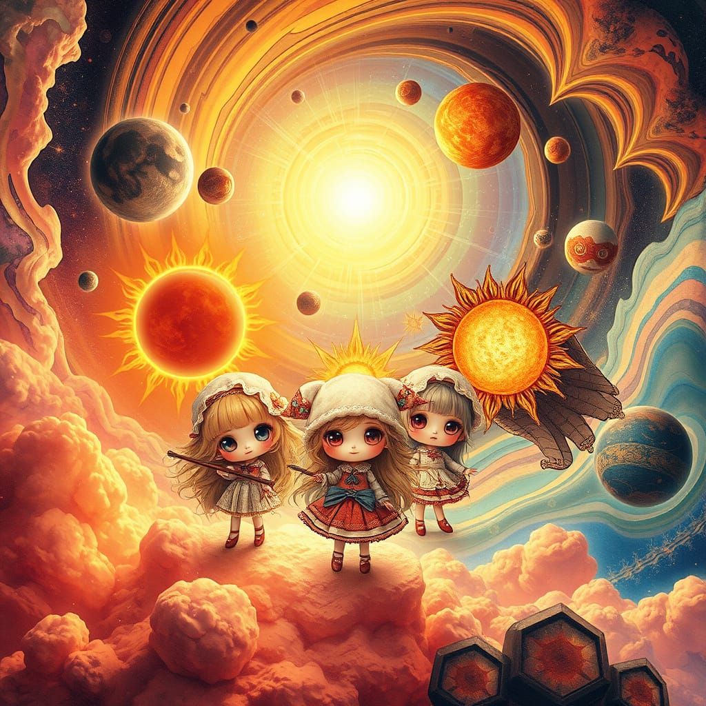 Celestial Harmony: Whimsical Solar Dreamscape in V... - AI Art