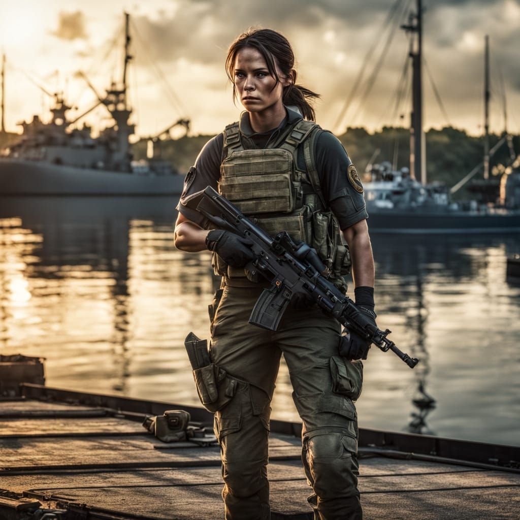 Surreal Cinematic Portrait of a Female Navy SEAL O... - AI Art
