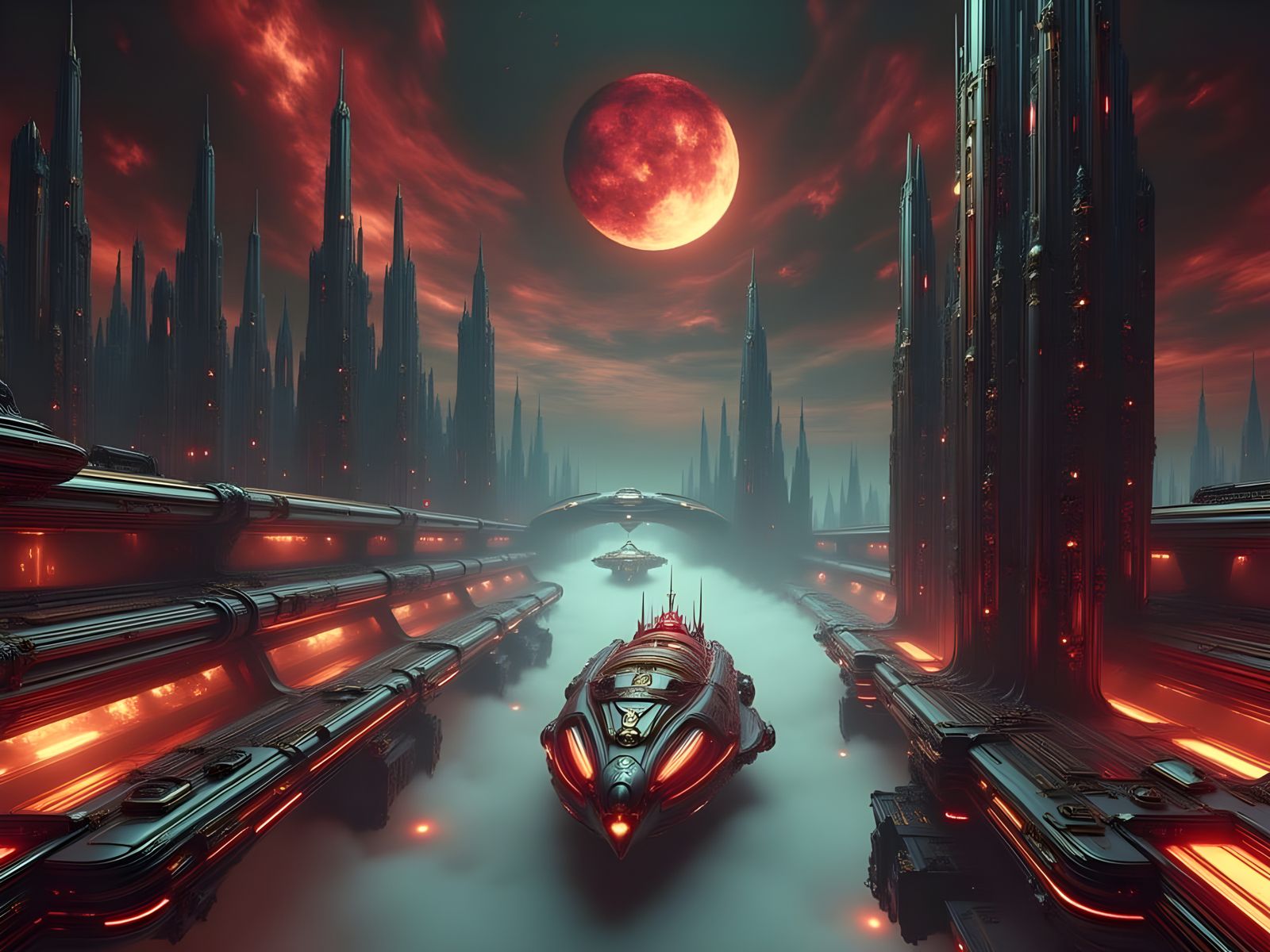 Omaira - Retrofuturistic Sci-Fi Spaceship Abstraction in War...