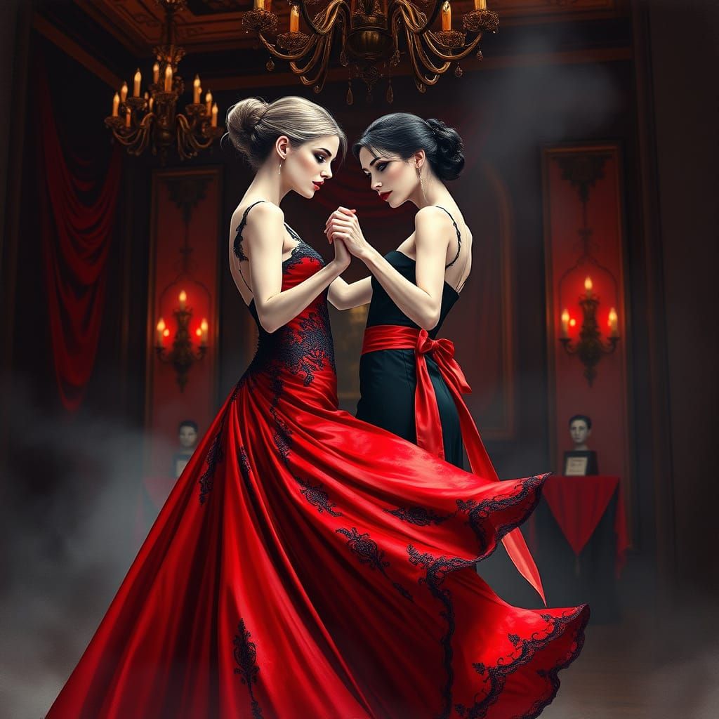 Misty Ball Room Dance - Elegant Vampire Women Waltz in a Got...