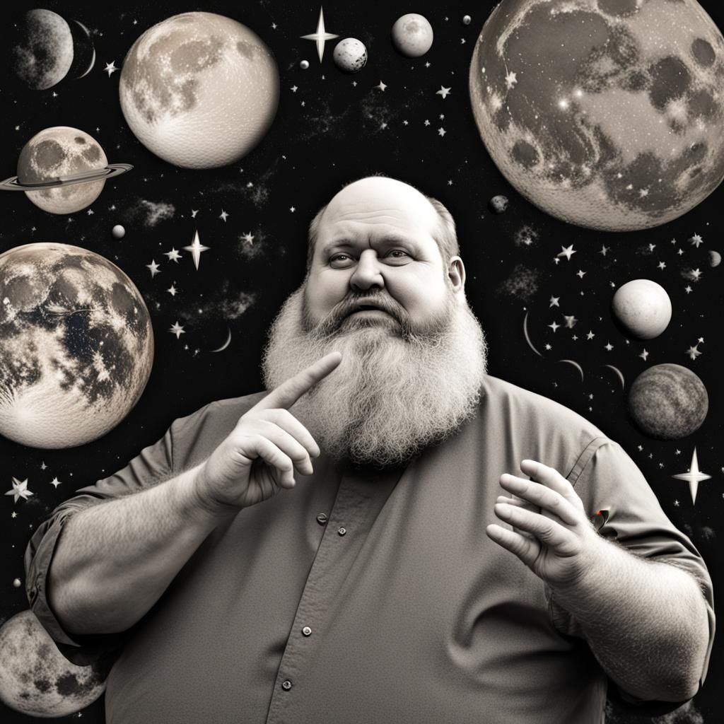 Photograph, Macro, a deaf bearded fat man communicating in sign ...