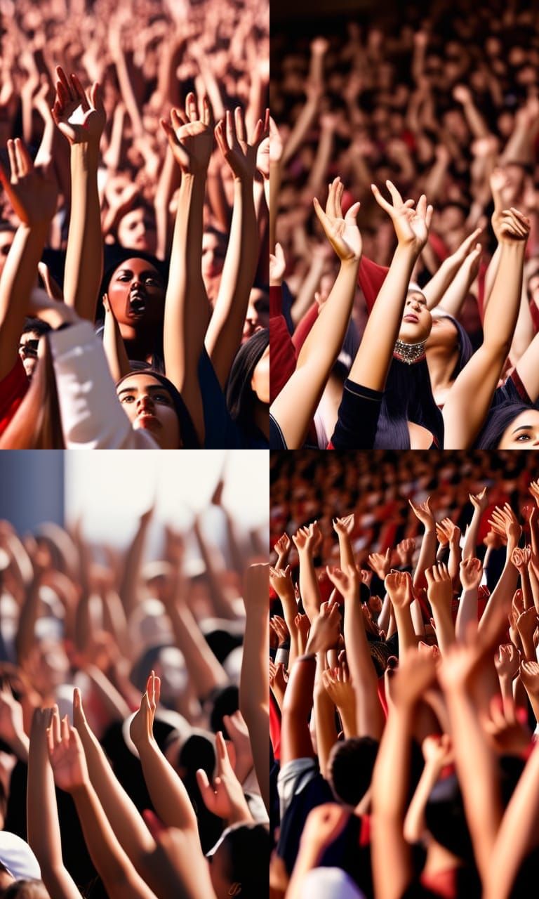 Everybody's Hands Go Up! - AI Generated Artwork - NightCafe Creator