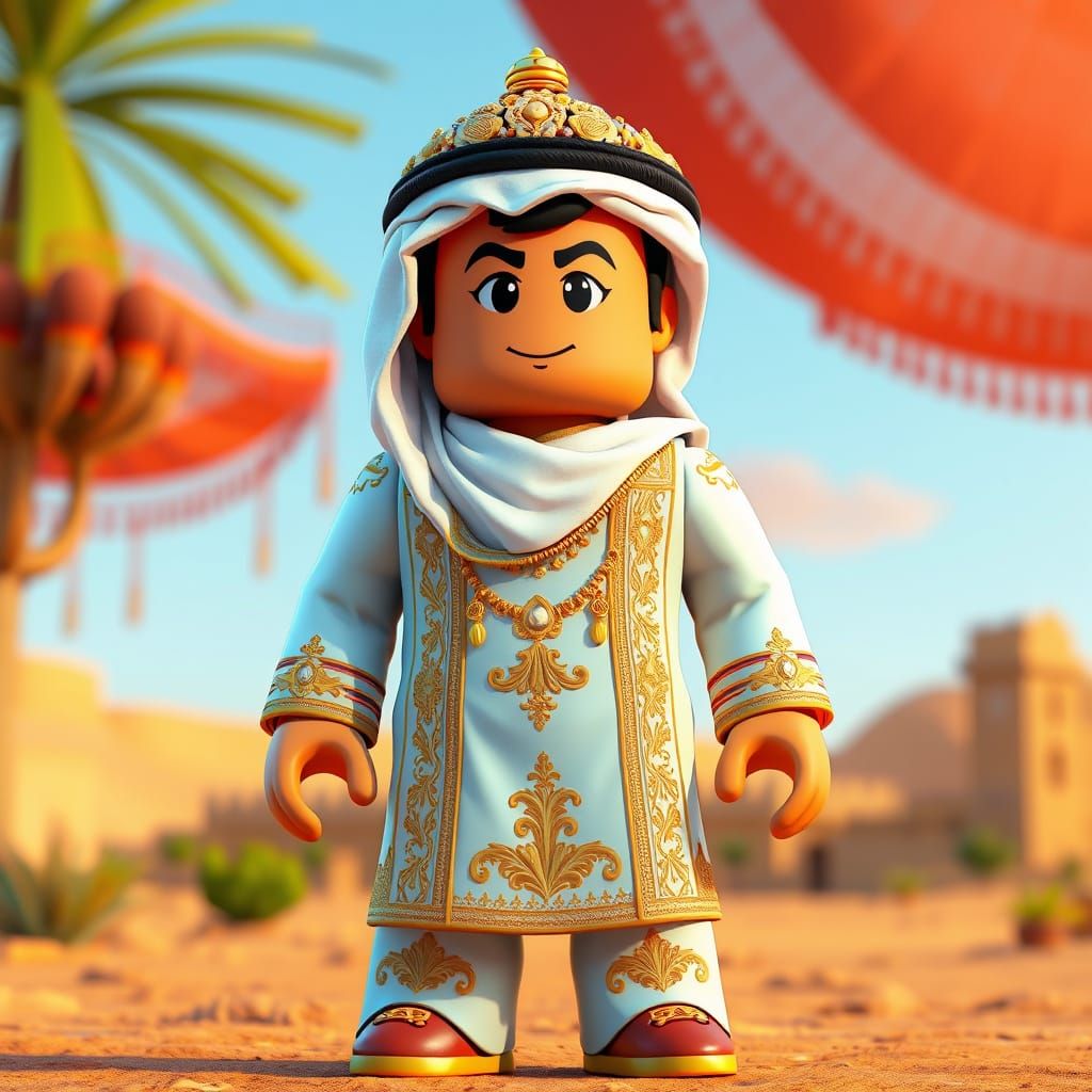 Vibrant Arabic Roblox Character in Cartoon Style - AI Art