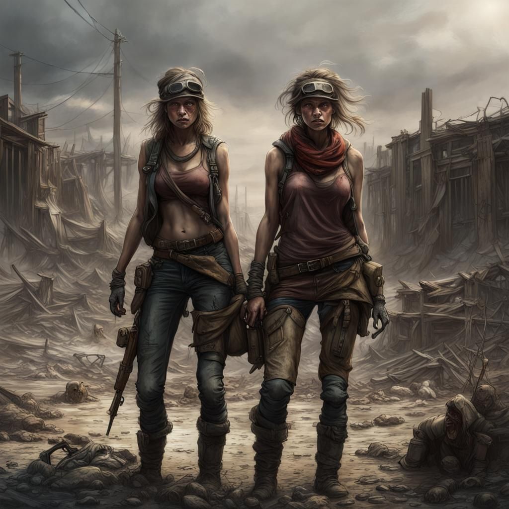 Last ladies standing post apocalyptic alien war. - AI Generated Artwork ...