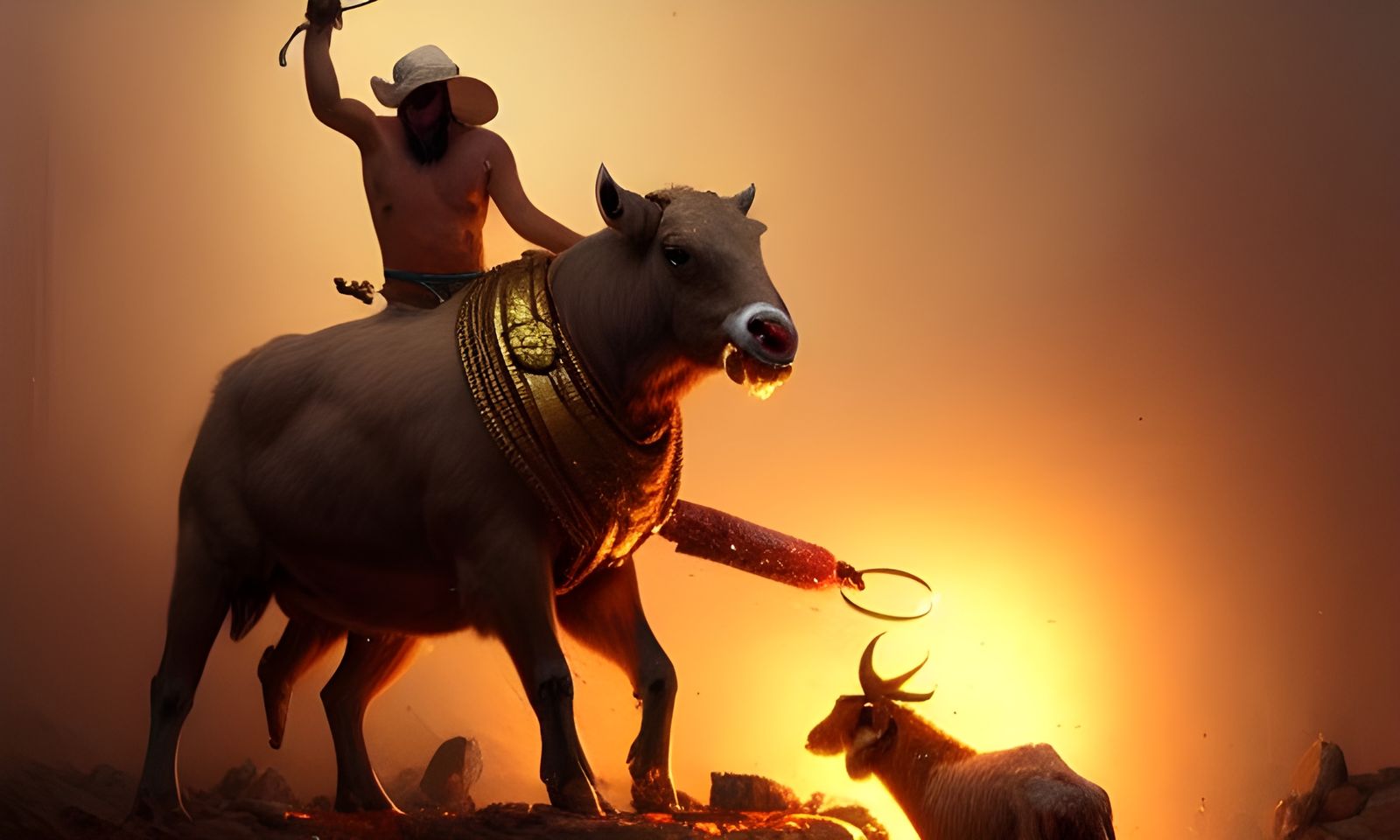 A Gold Miner Slaughtering a Ram - AI Generated Artwork - NightCafe Creator