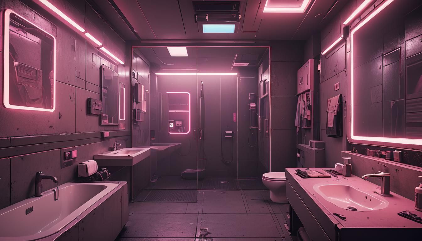 cyberpunk, apartment, comfort, bathroom - AI Generated Artwork ...