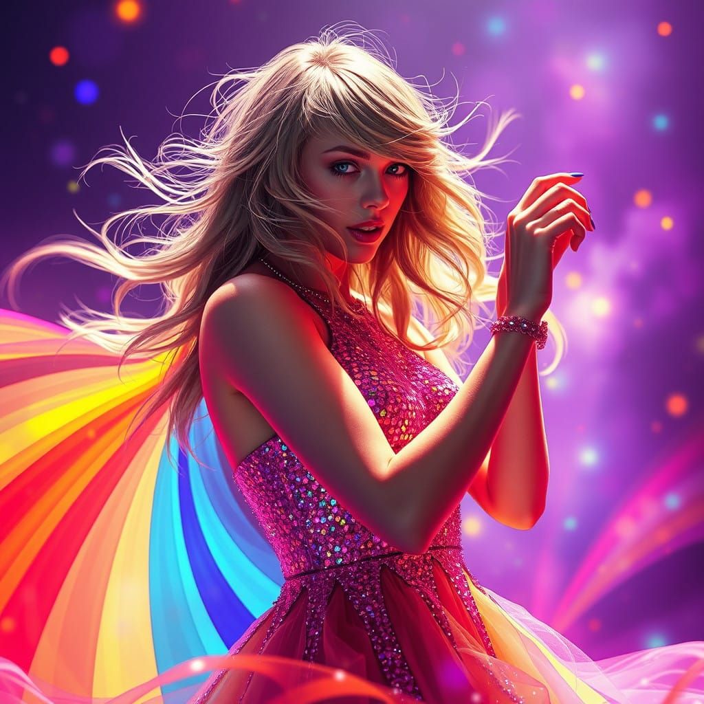 Taylor Swifty - Taylor Swift Dancing Amidst Vibrant Rainbow ...