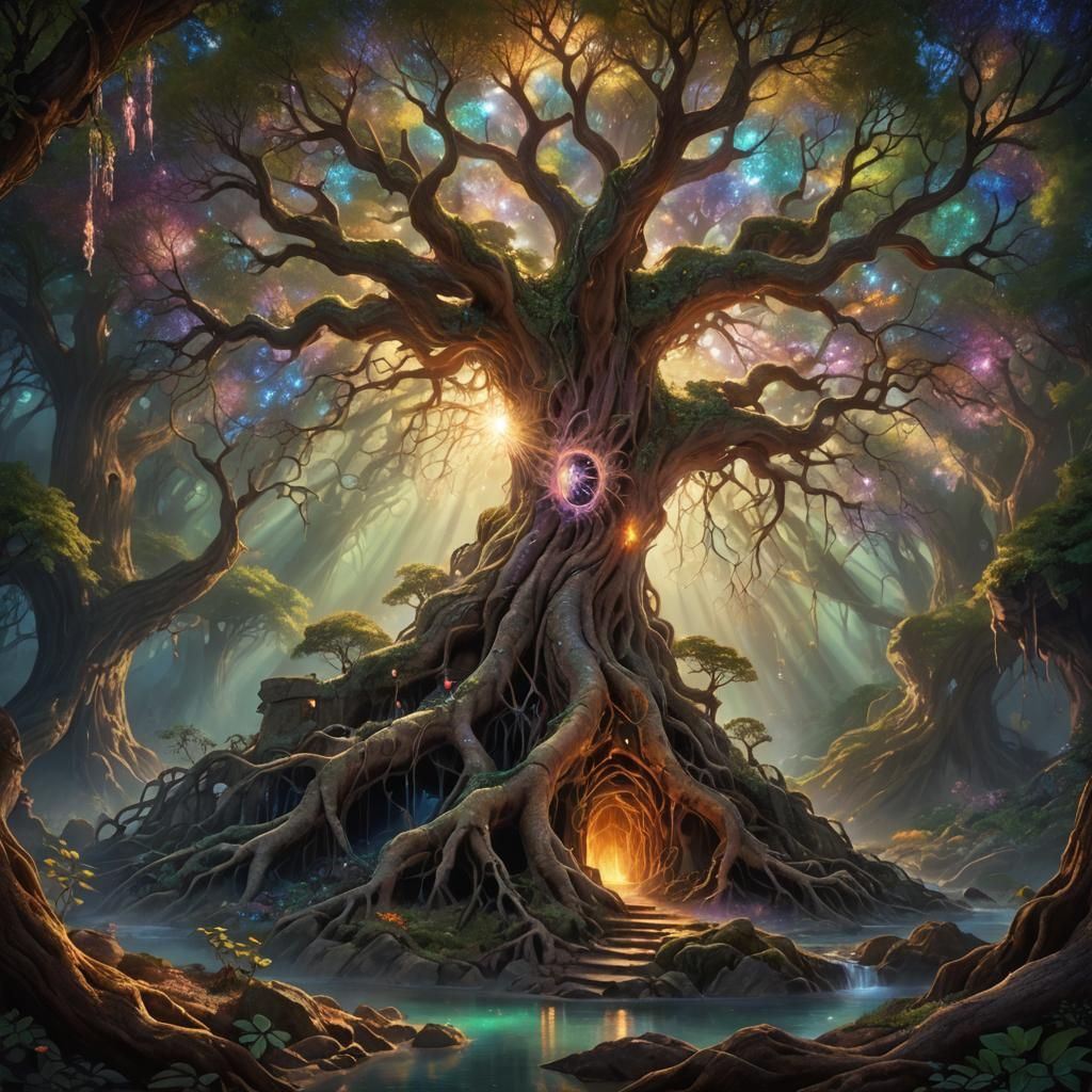 Mystical Oak Portal - AI Generated Artwork - NightCafe Creator