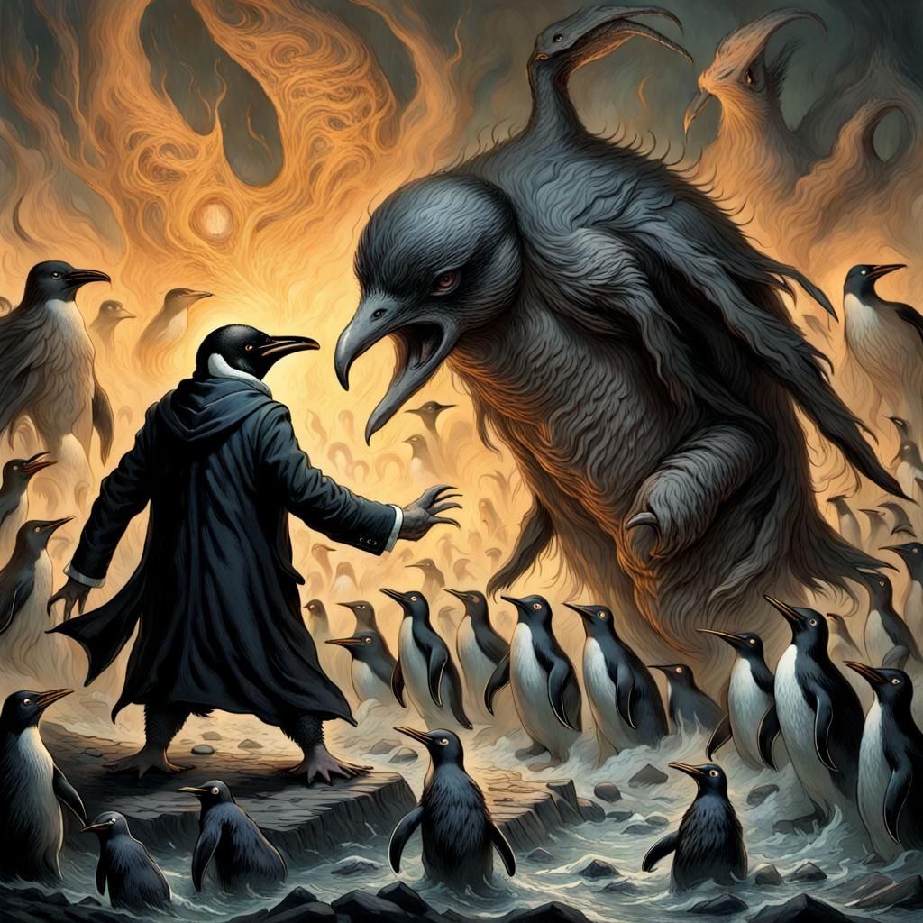 Penguin Pulp Horror II - AI Generated Artwork - NightCafe Creator