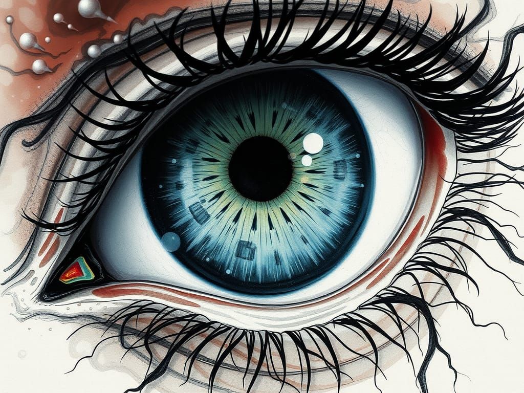 Ethereal Eyeball: Vibrant Ink Flow in Photorealist... - AI Art