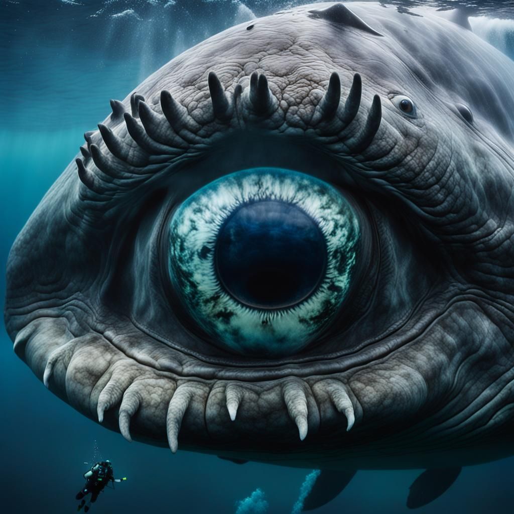 Gigantic One-Eyed Bloop Cryptid Stares Intensely - AI Art