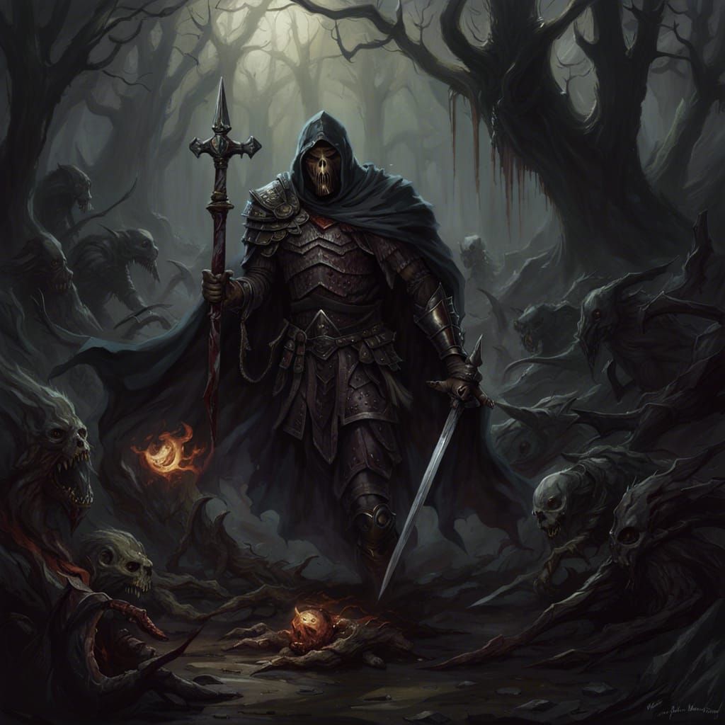 Undead knight swamp walking - AI Generated Artwork - NightCafe Creator