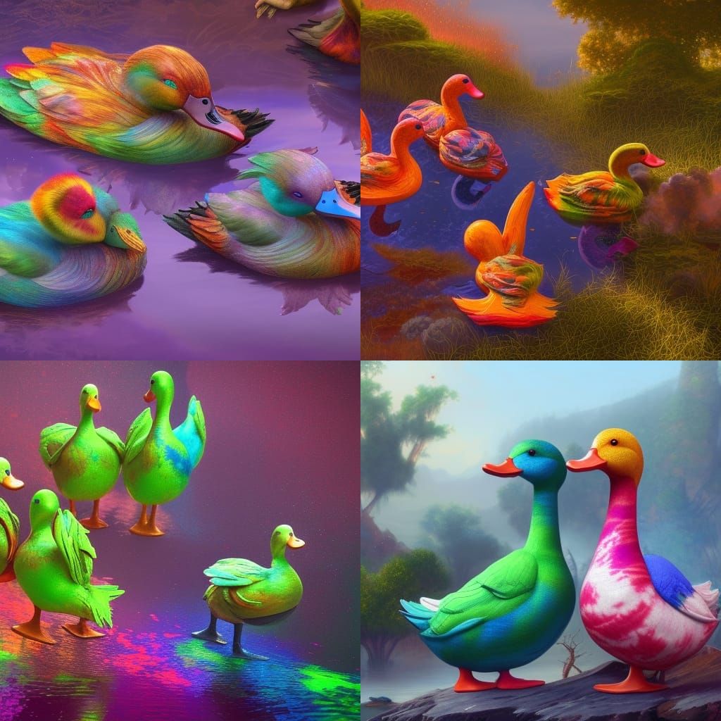 tie dye ducks - AI Generated Artwork - NightCafe Creator