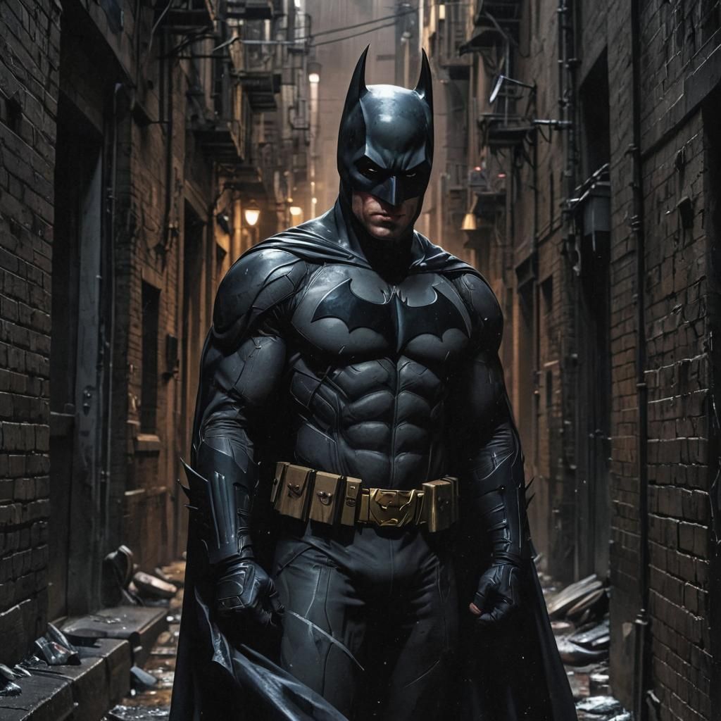 batman - Heroic Batman Shines in Dark Gotham City Alleyway