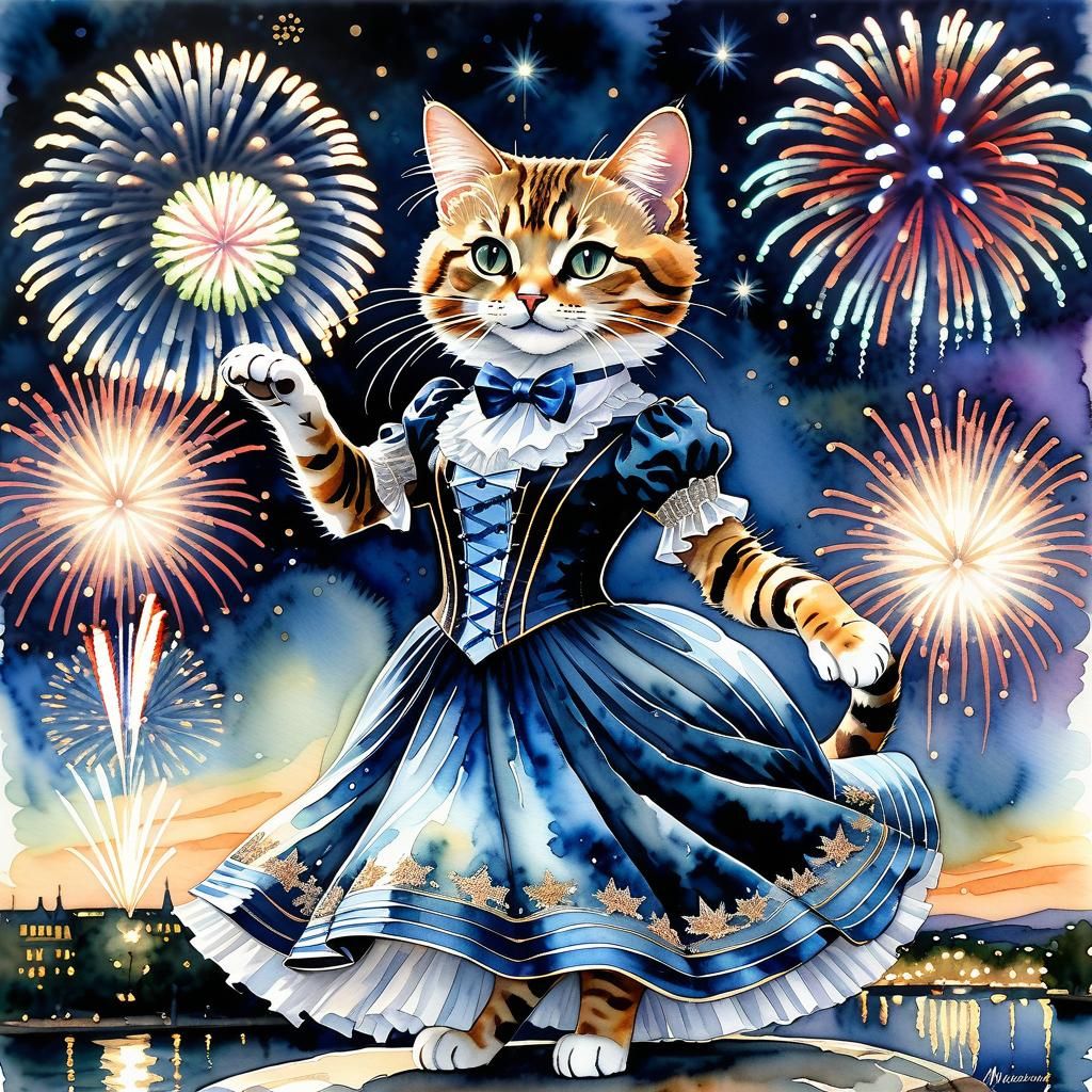 Fireworks Cat - AI Generated Artwork - NightCafe Creator