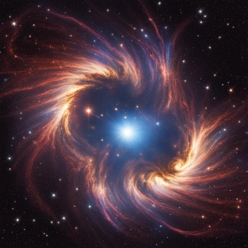 Supernova exploding in a starry sky /super bright stars, swirl sparkle ...