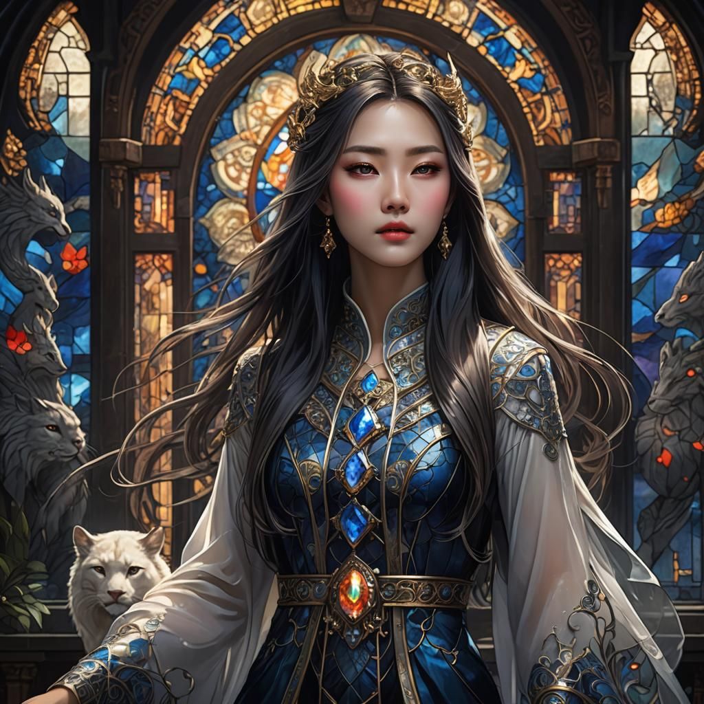 Royals Xianxia. The lonely night. In a stained glass windows. - AI ...
