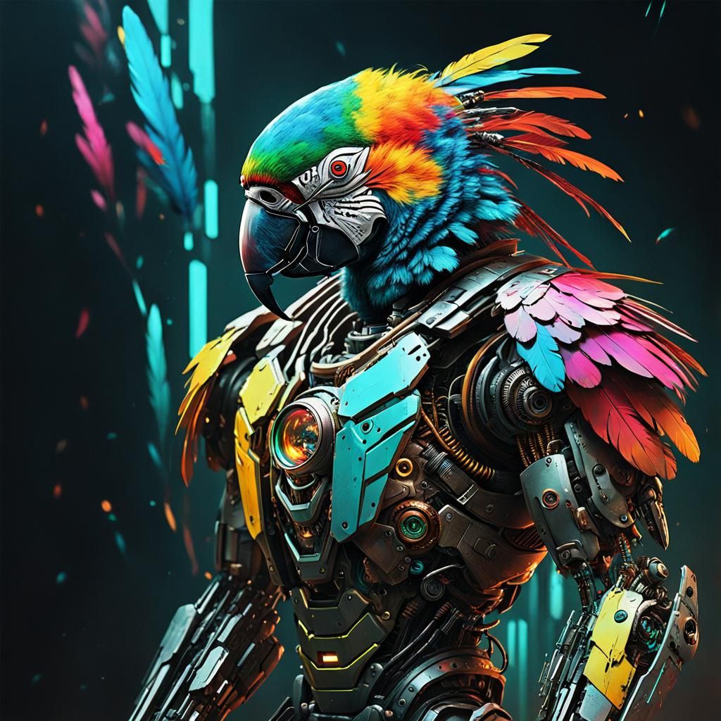 cyborg parrot - AI Generated Artwork - NightCafe Creator