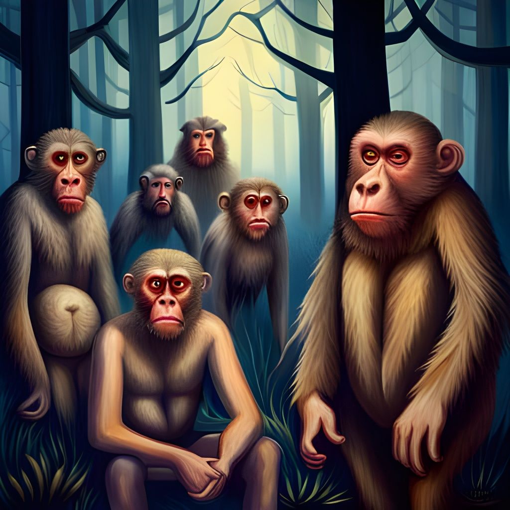 Evil baboons having death ceremony deep in the sinister forest - AI ...