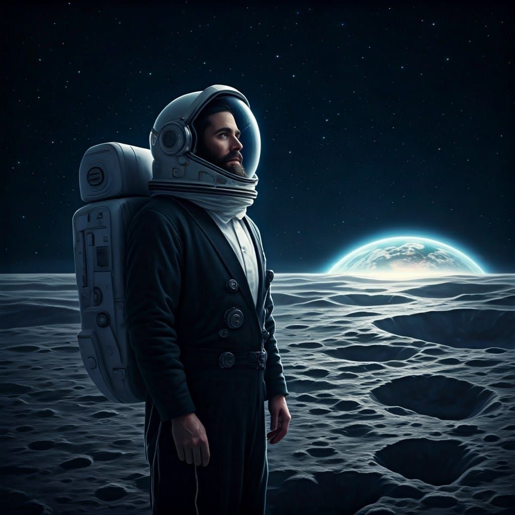 Orthodox Astronaut Contemplates Earth on the Moon'... - AI Art