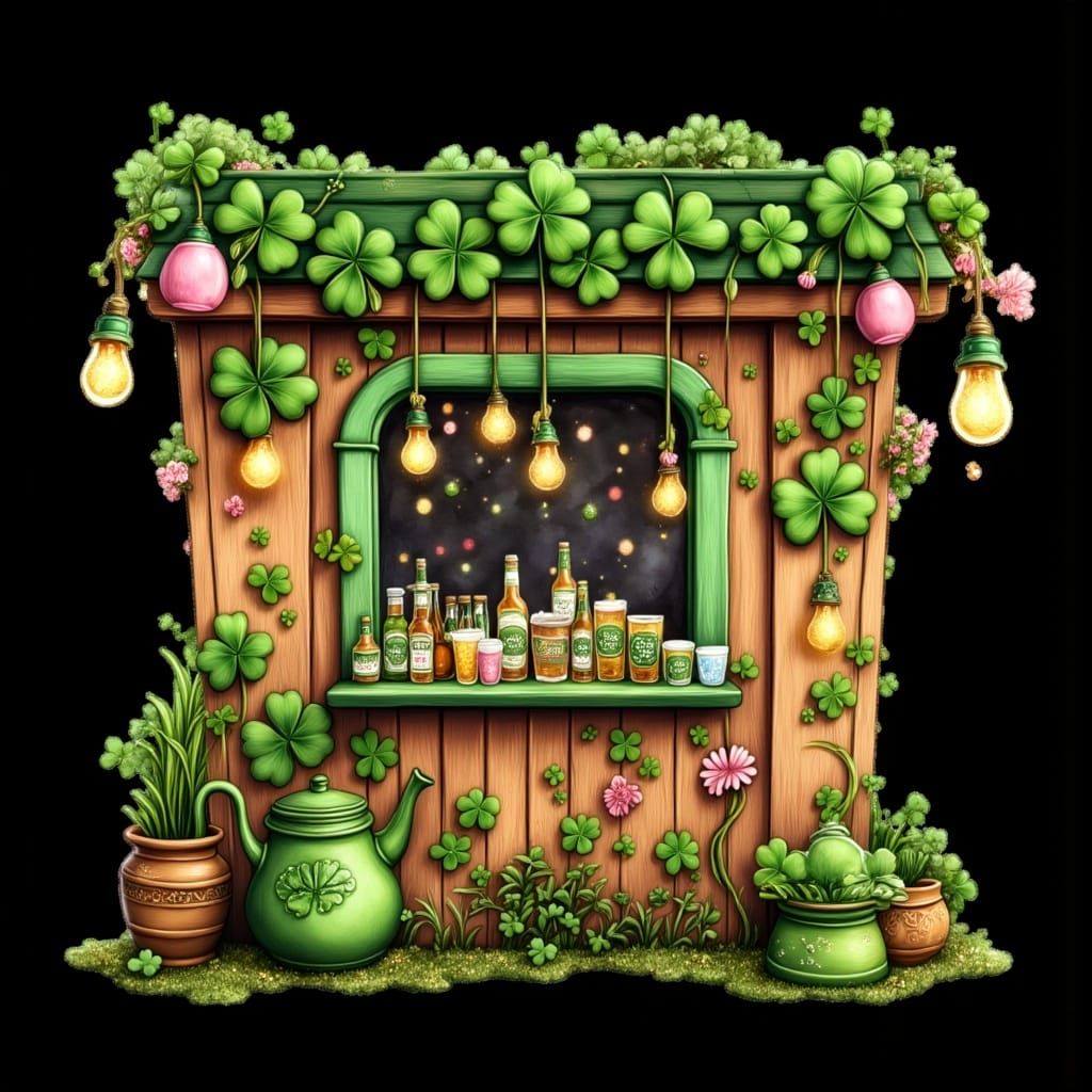 Create a Close up Clean Oil Ink Airbrush Isolated st Patricks High ...