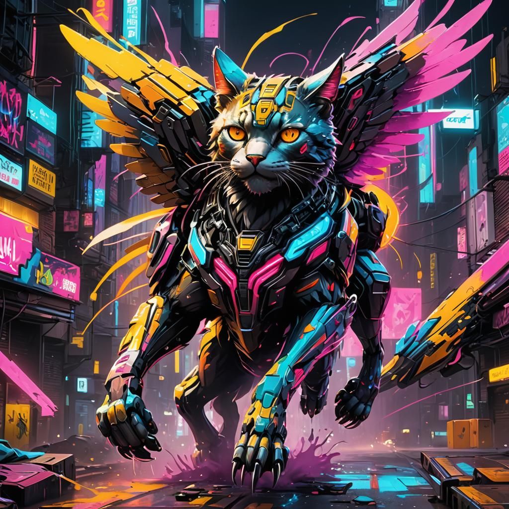 Cyborg Transformer CAT - AI Generated Artwork - NightCafe Creator
